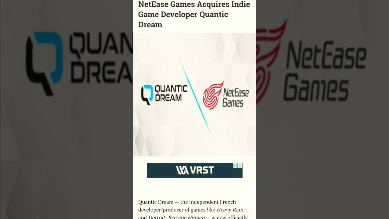 Netease Acquires Quantic Dream 😲?!?! - YouTube