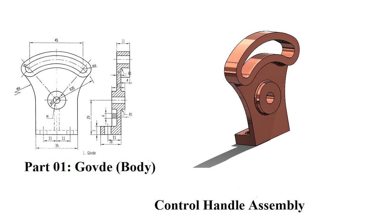 Solidworks Control Handle Assembly LearnVern, Part 01 Govde (Body) in ...