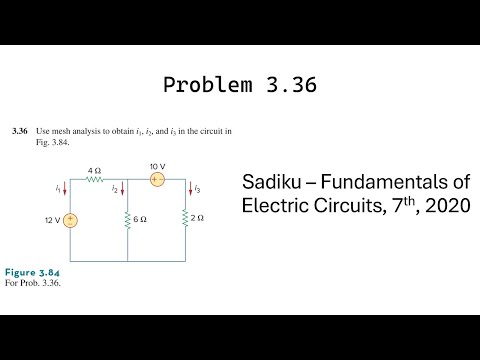 Sadiku 2020 Problem 3.36 Use mesh analysis to obtain i1, i2, and i3 in the circuit in Fig. 3.84.