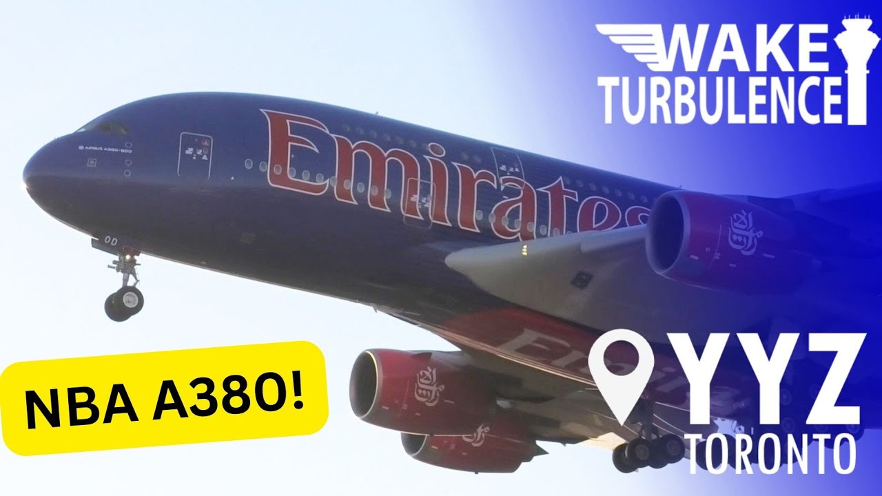 Approach/Landing of NBA Emirates A380 (Basketball Livery) in Toronto ...