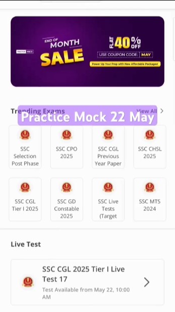 22 May practice Mock Live #ssc #cgl2025 #mocktest #shorts - YouTube