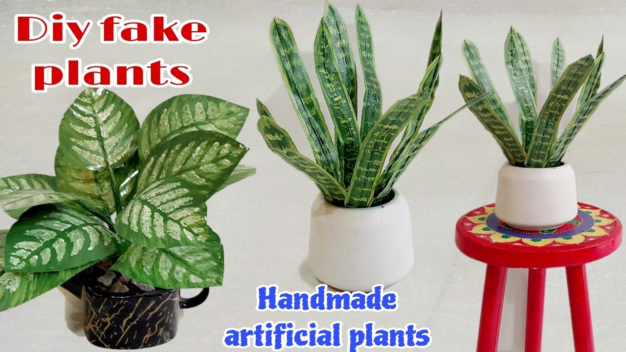 2 Diy fake plants || Handmade artificial plants from waste material # ...