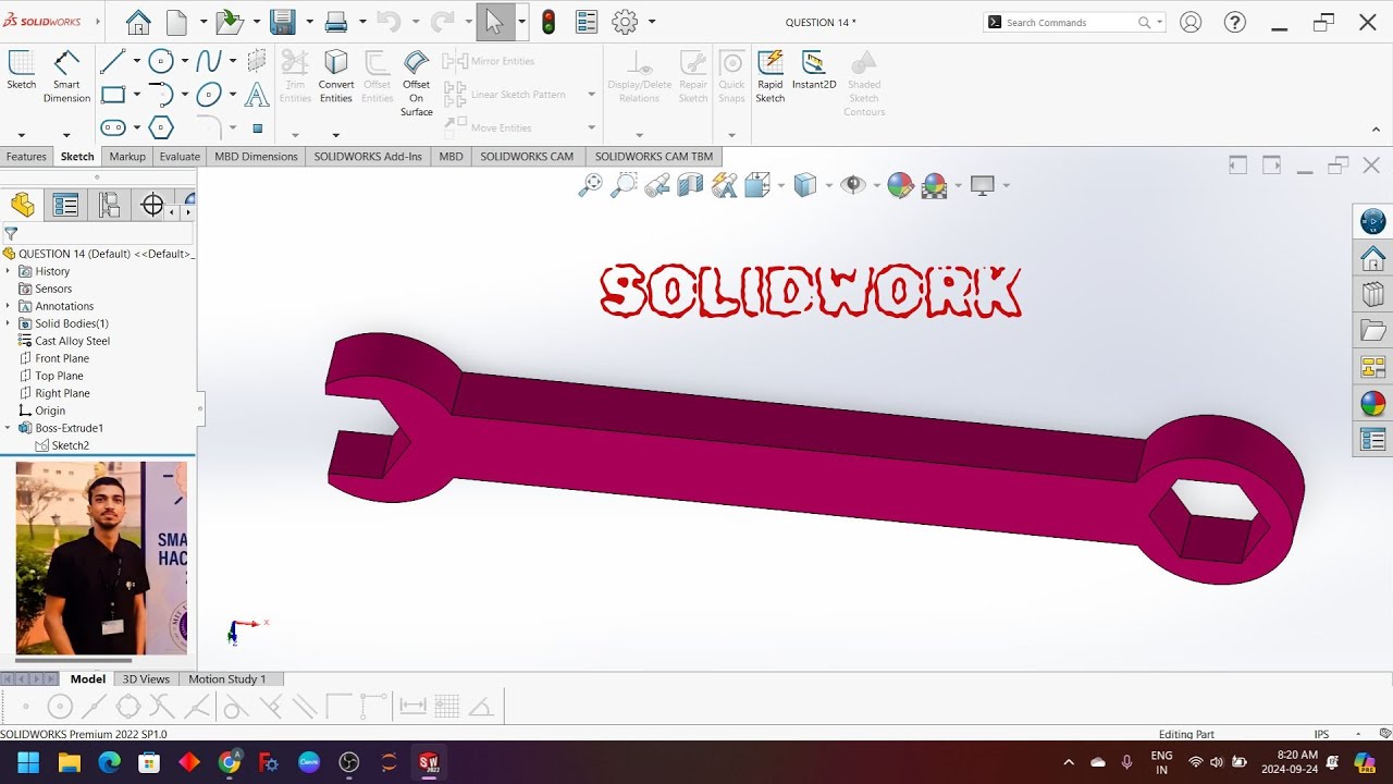Section a part 1 SOLIDWORKS 2024 / CSWA || By AutoCAD wallah || Solidwork Tutorial 2024 || - YouTube