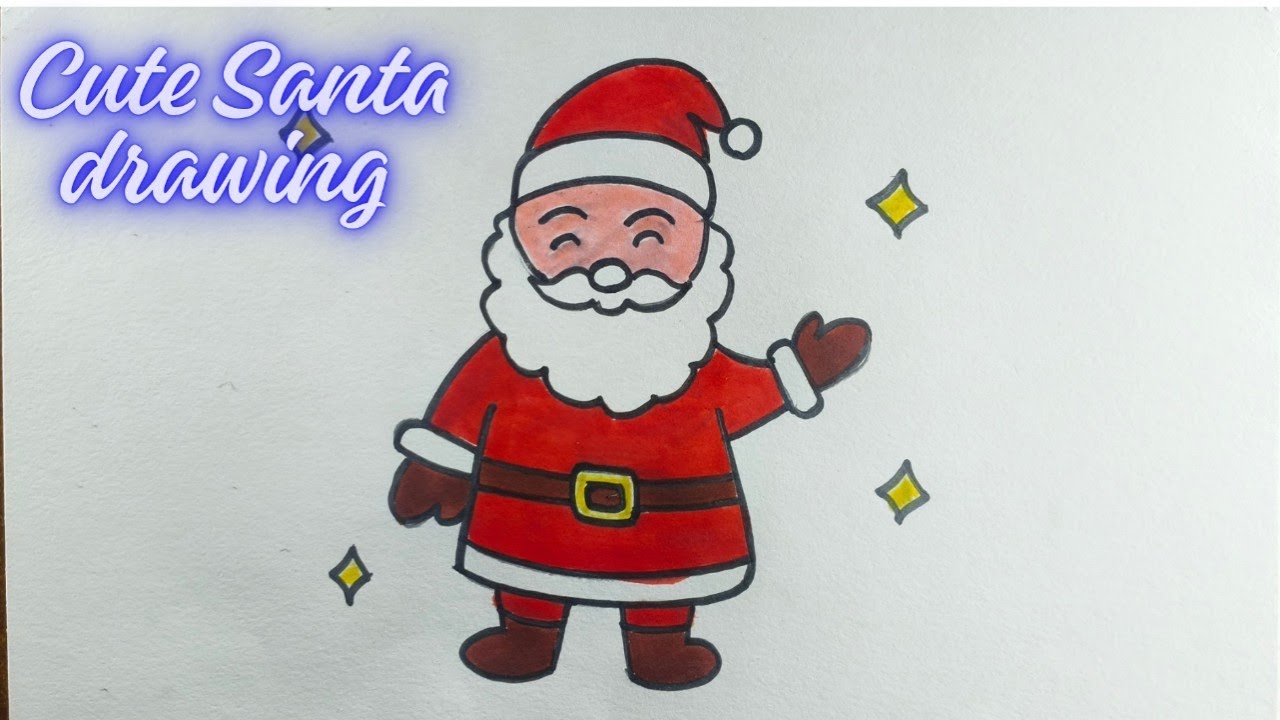 Cute Santa Claus Drawing | Easy Christmas Drawing for Kids | Step-by ...