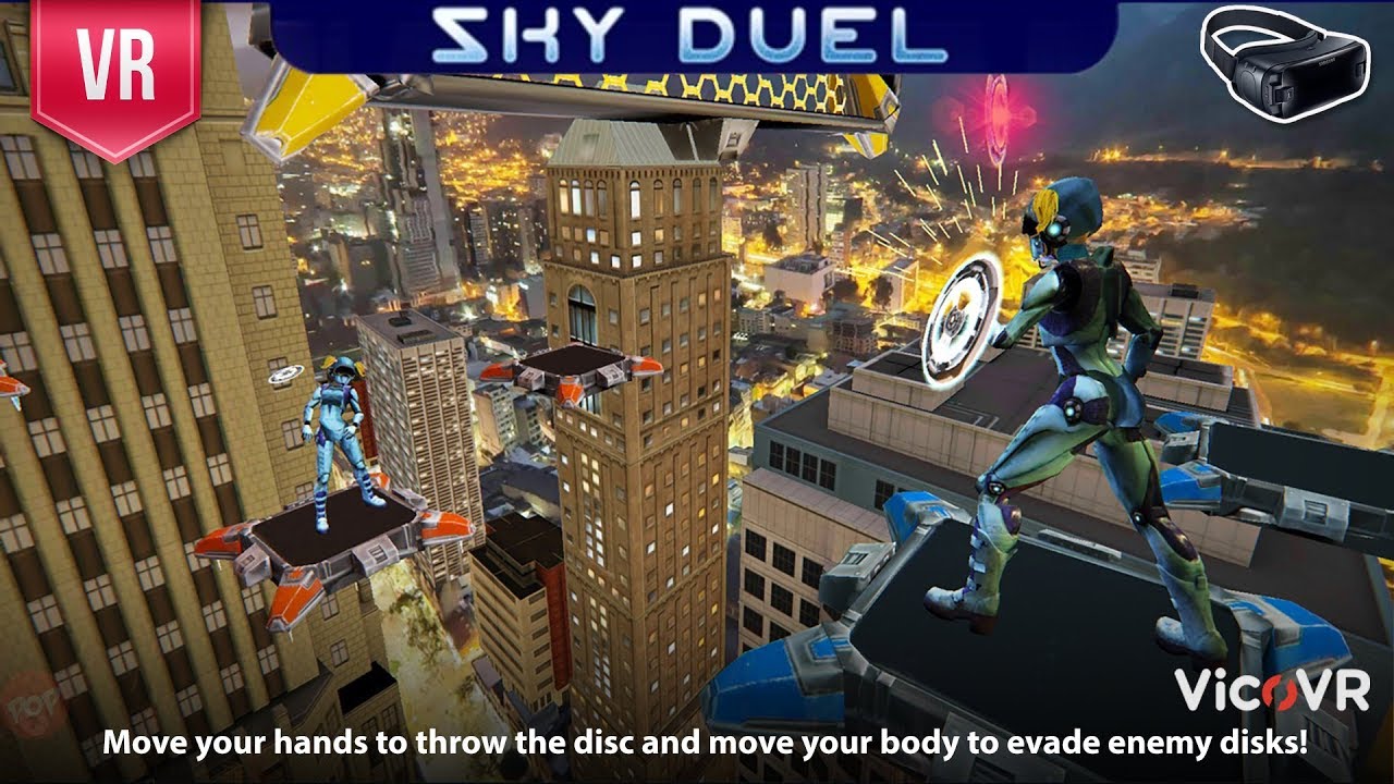 Sky Duel Gear VR The battle of cyborgs throwing combat disks, and your ...