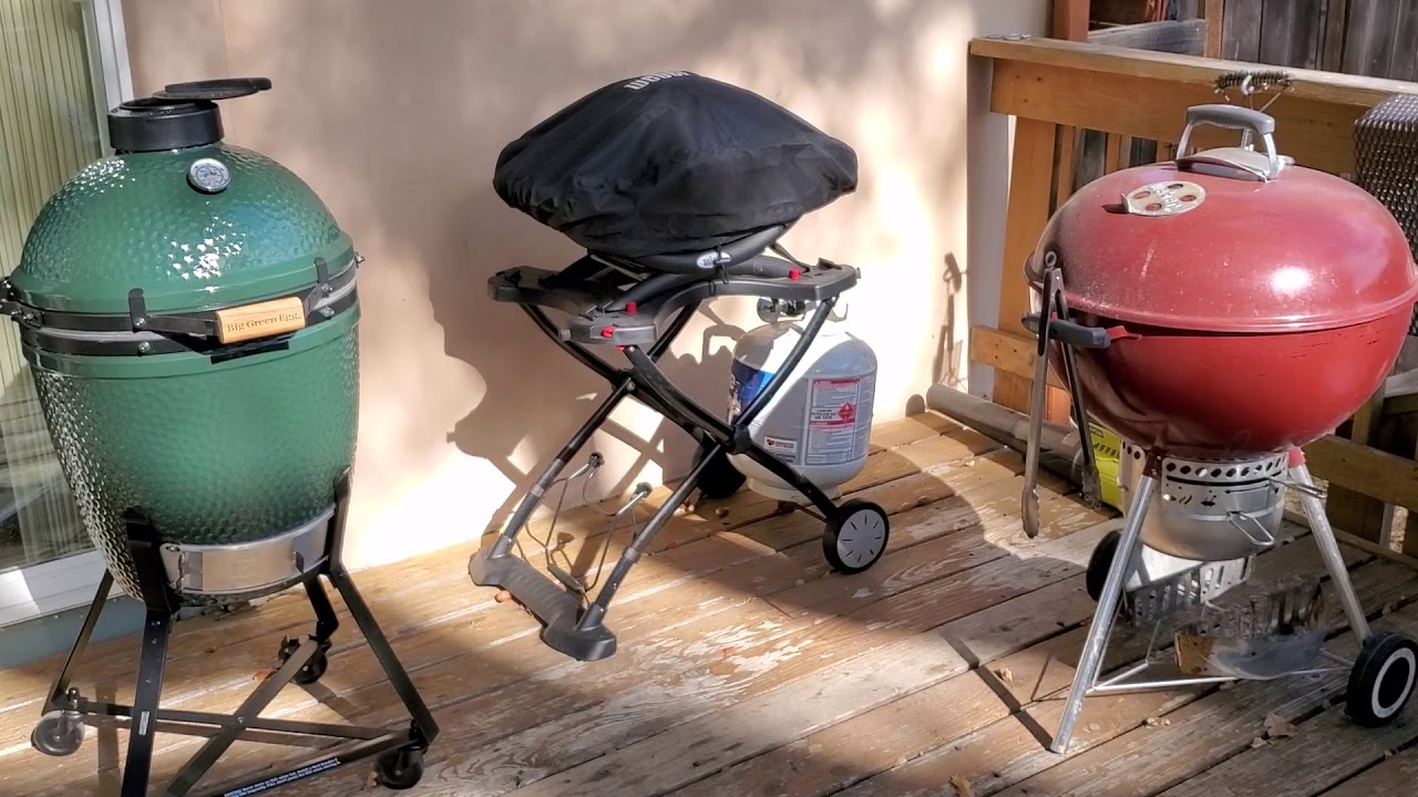 The Big Green egg comparison to the kettle from Weber and the Weber ...