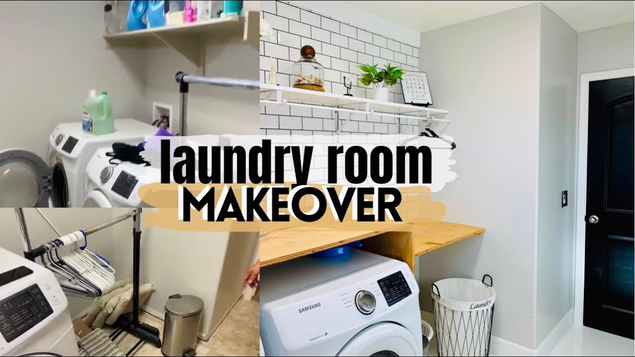 LAUNDRY ROOM MAKEOVER Modern Contemporary on a Budget $500 DIY Project ...