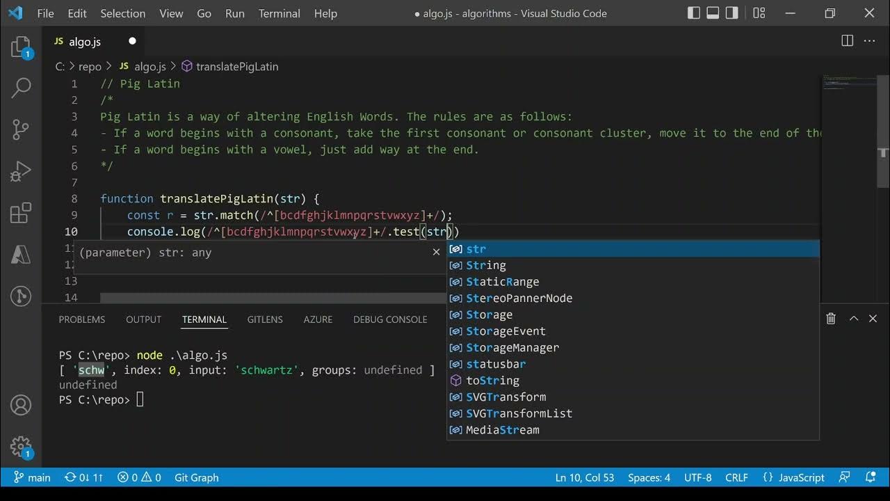 algorithm in javascript - pig latin problem #algorithm #javascript #software #solution - YouTube