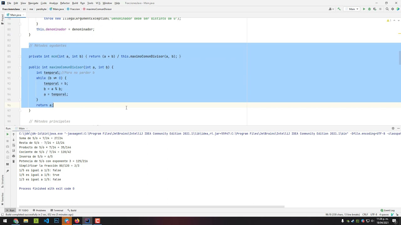 Fracciones en Java - Clase Fracción - YouTube
