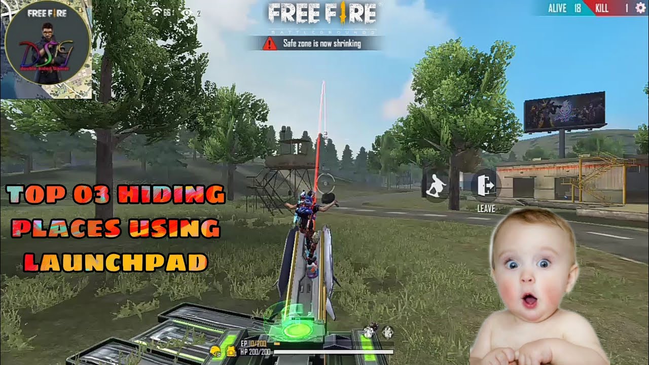Top 03 hiding places in free fire using the launchpad || gold to hiroic tricks || - YouTube