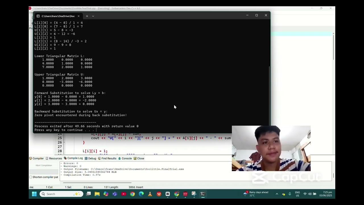 Doolittle Method in C++ | Step-by-Step LU Decomposition Tutorial - YouTube