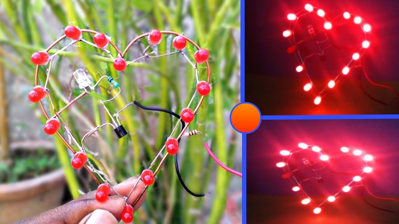 Amazing heart shape blinking leds with BC547 Transistor and multicolor ...