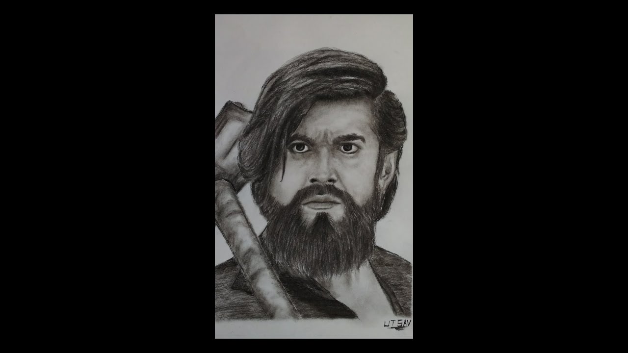 Rocky bhai Charcoal sketch - YouTube