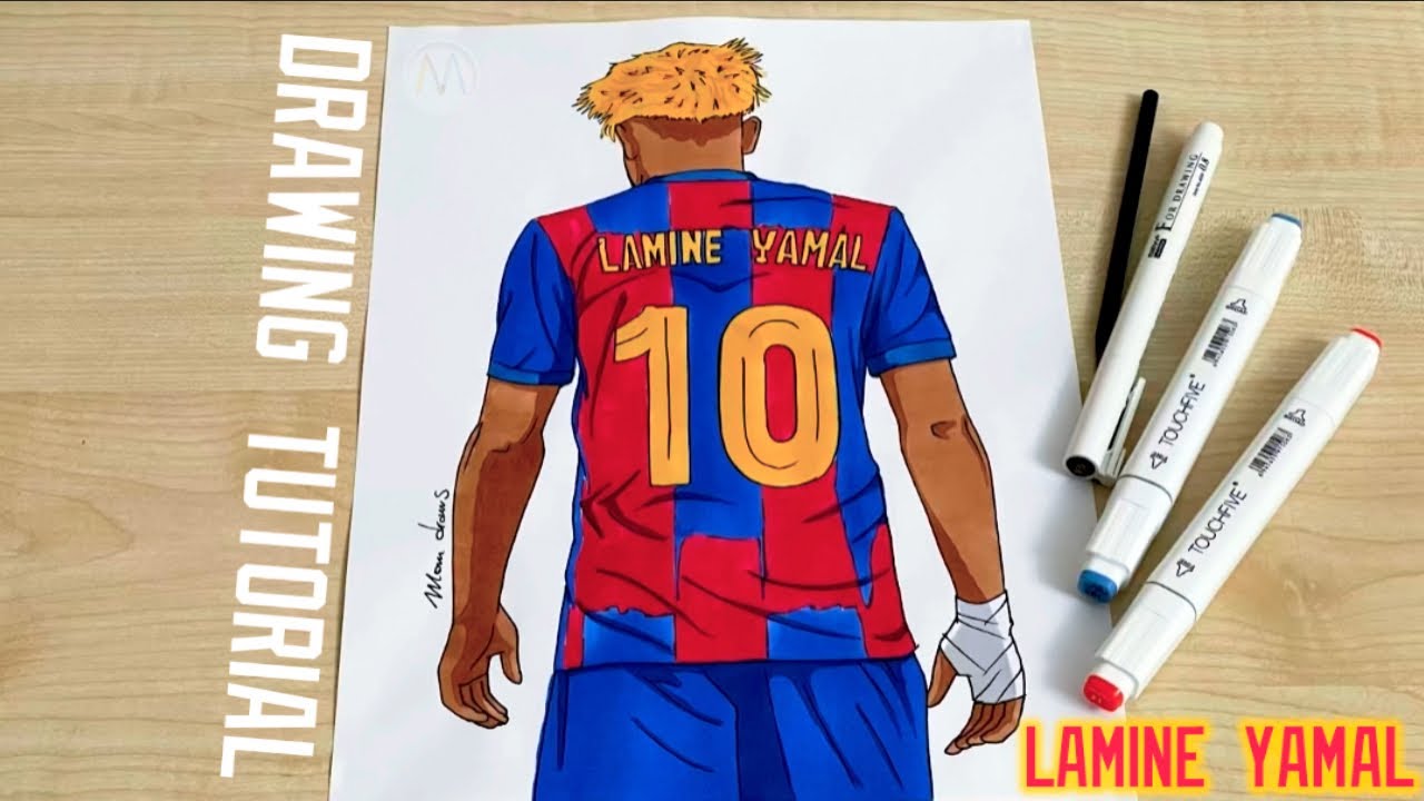 How to draw Lamine Yamal back side / How to draw FC Barcelona players ...