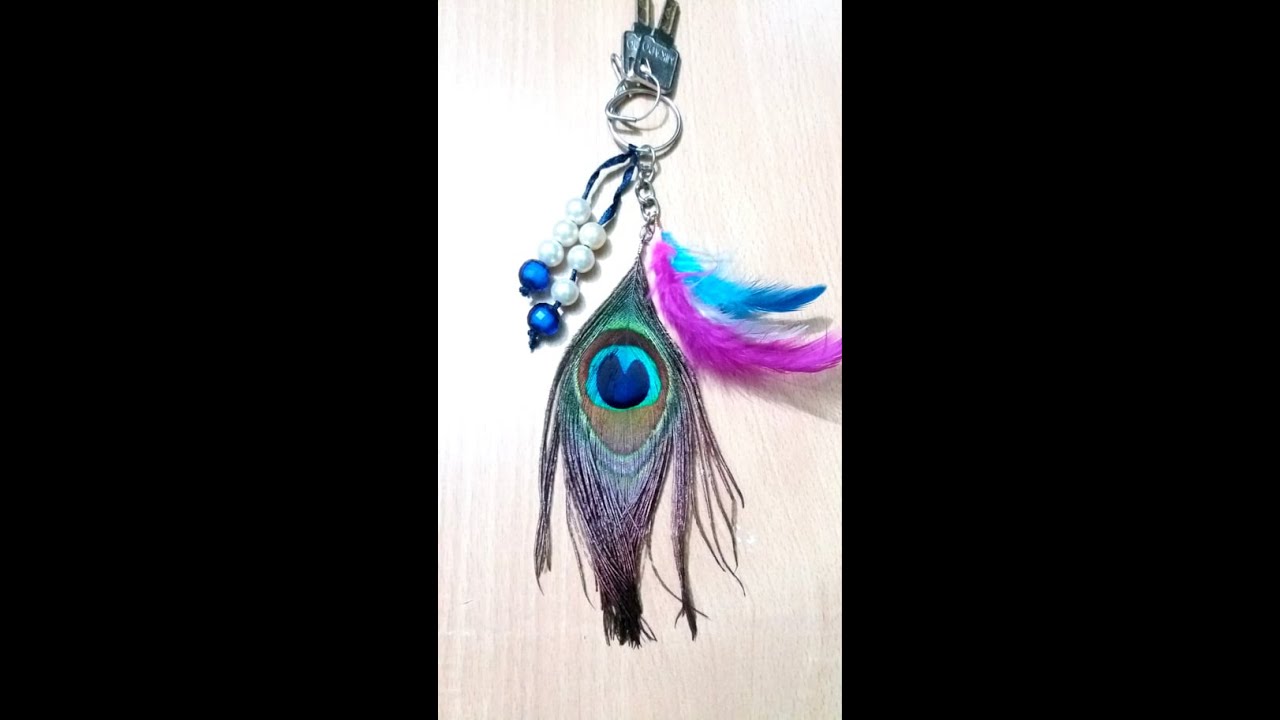 DIY peacock feather key ring - YouTube