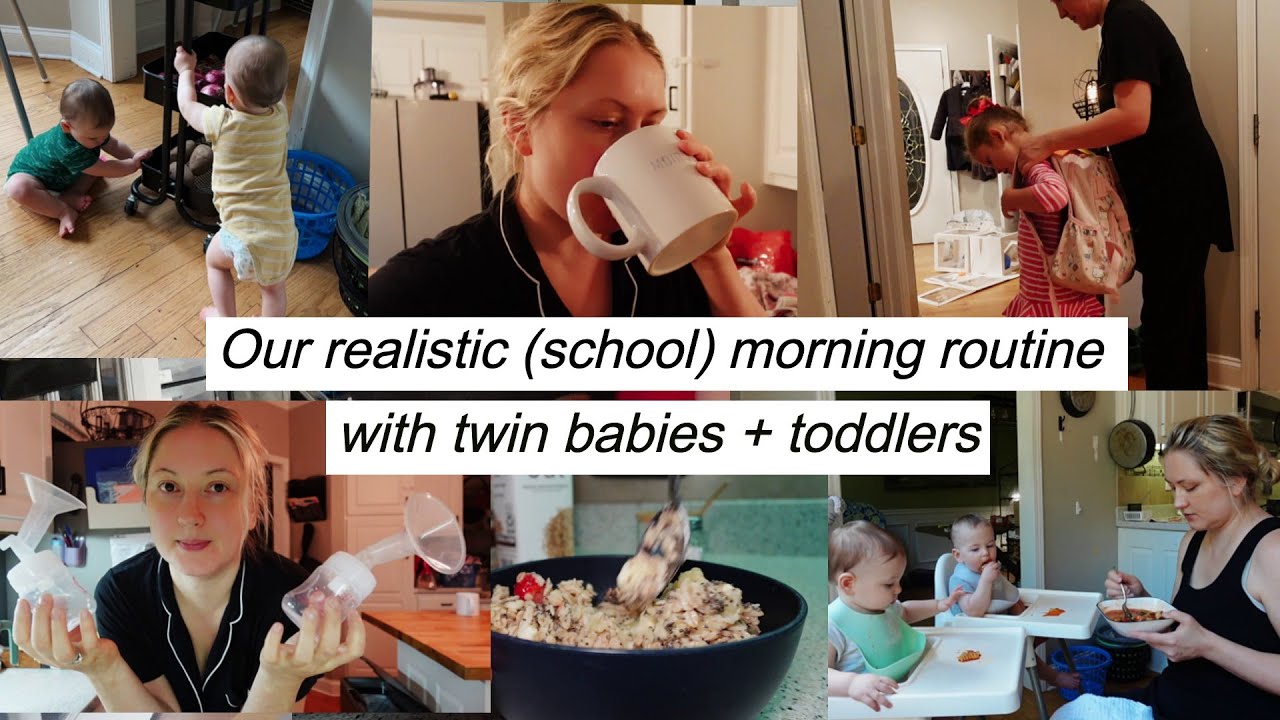 realistic morning routine with kids school morning routine - YouTube