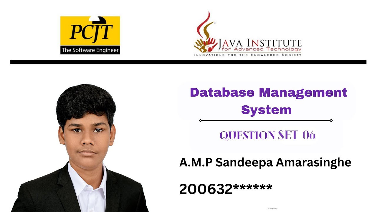 Question Set 06 | Database Management System | Java Institute| Pasan ...