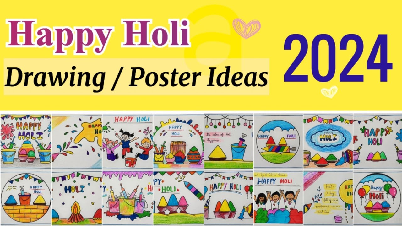 Holi Drawing easy | Holi Drawing ideas | Happy Holi 2024 | Holi Poster ...