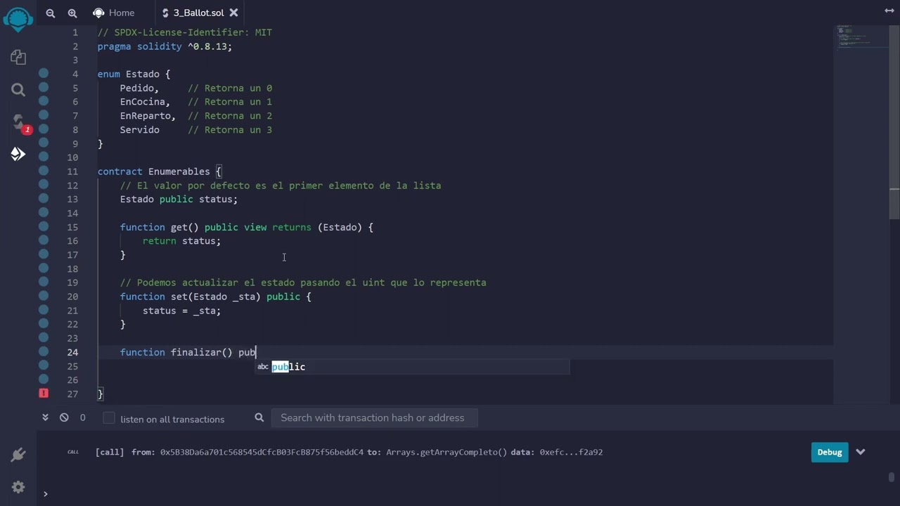 Curso De Solidity Desde Cero 017 Enums Youtube