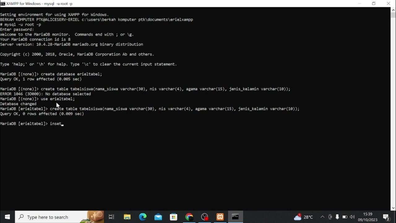 Cara Membuat Database,Tabel, dan memasukan data ke tabel!! - YouTube