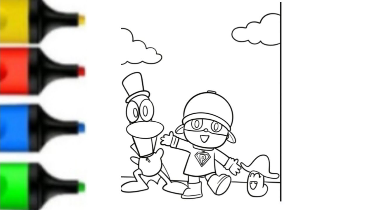 Easy pocoyo🩷🩵 💙💚💜 & pato drawing | coloring pocoyo drawing | pato ...