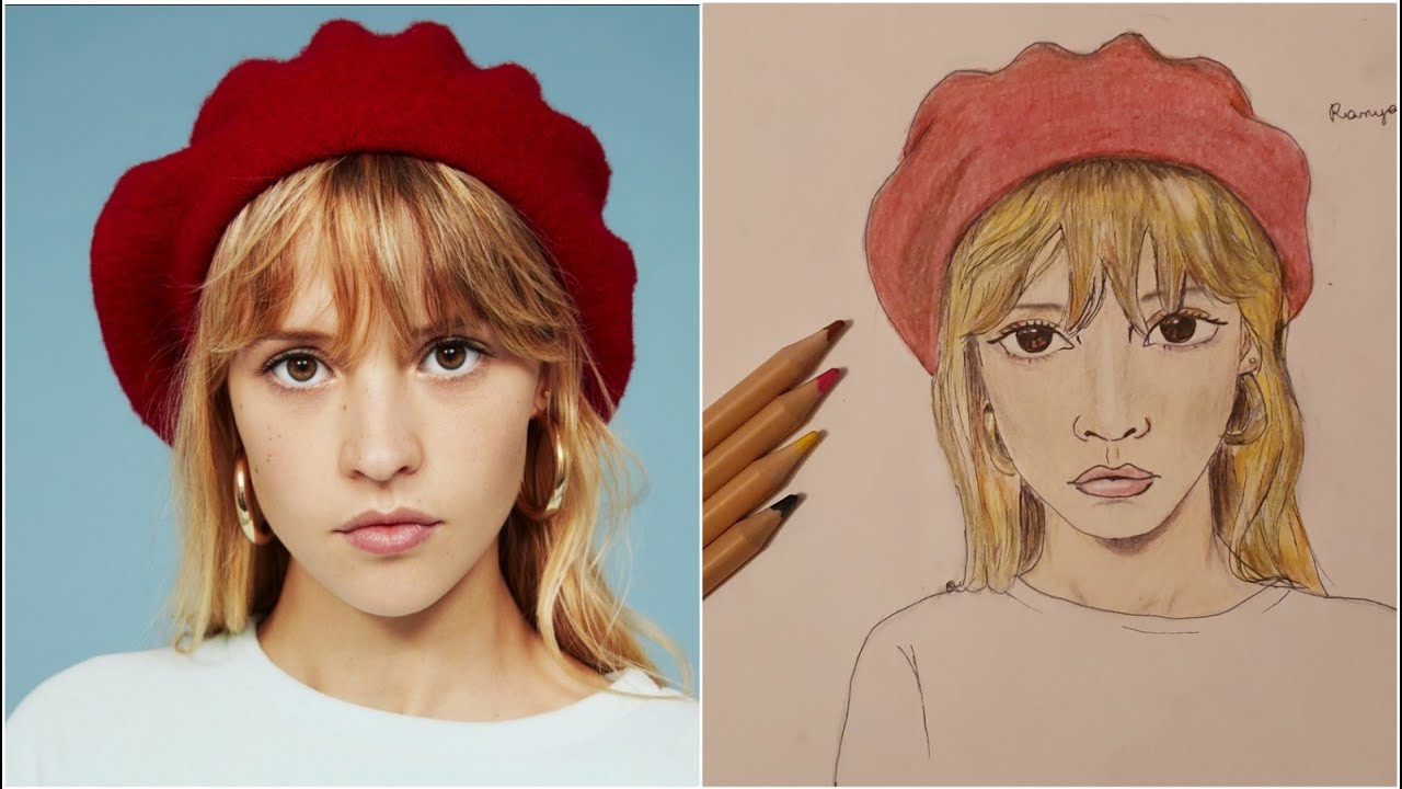 Mon dessin sur le portrait de Angèle - YouTube