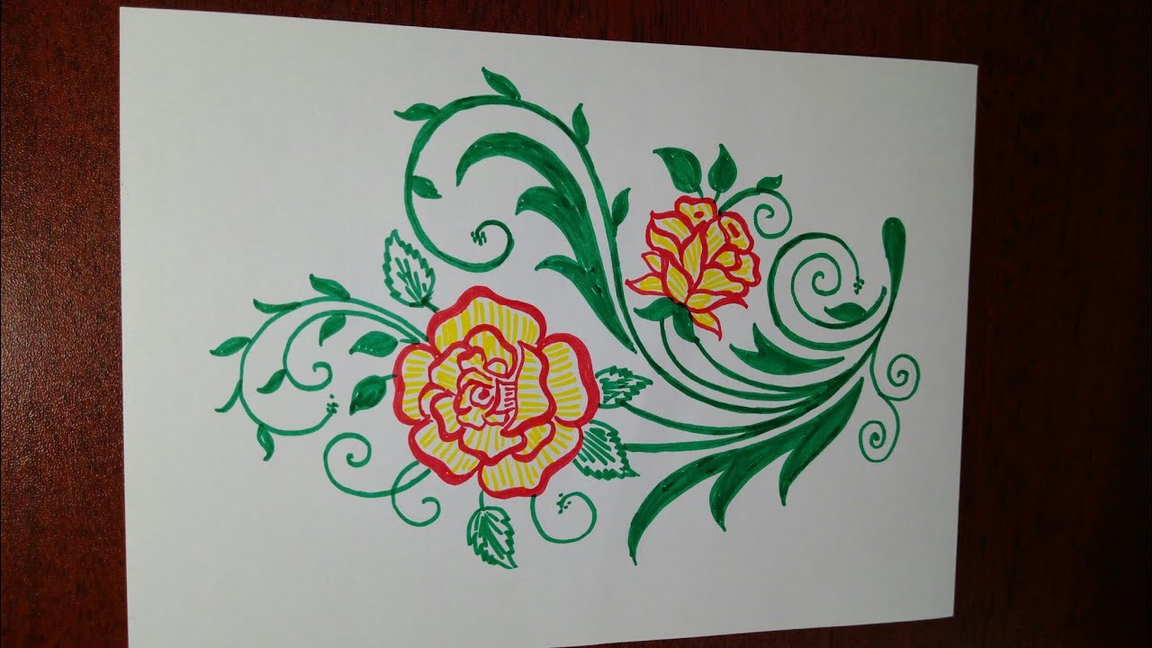 Floral design on paper - YouTube