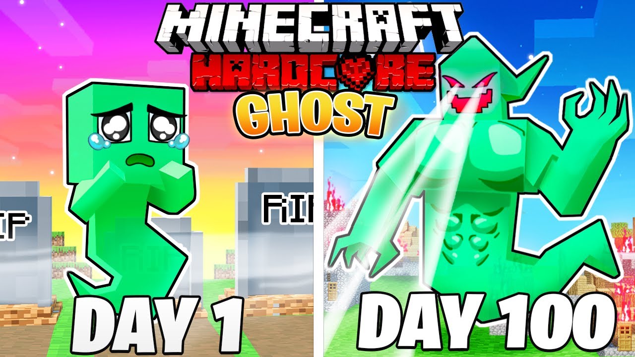I Survived 100 DAYS as a GHOST in HARDCORE Minecraft! - YouTube