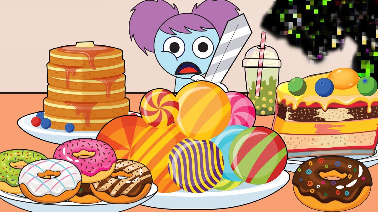 Come and Learn with Pibby | Mukbang Animation RAINBOW DESSERTS set ...