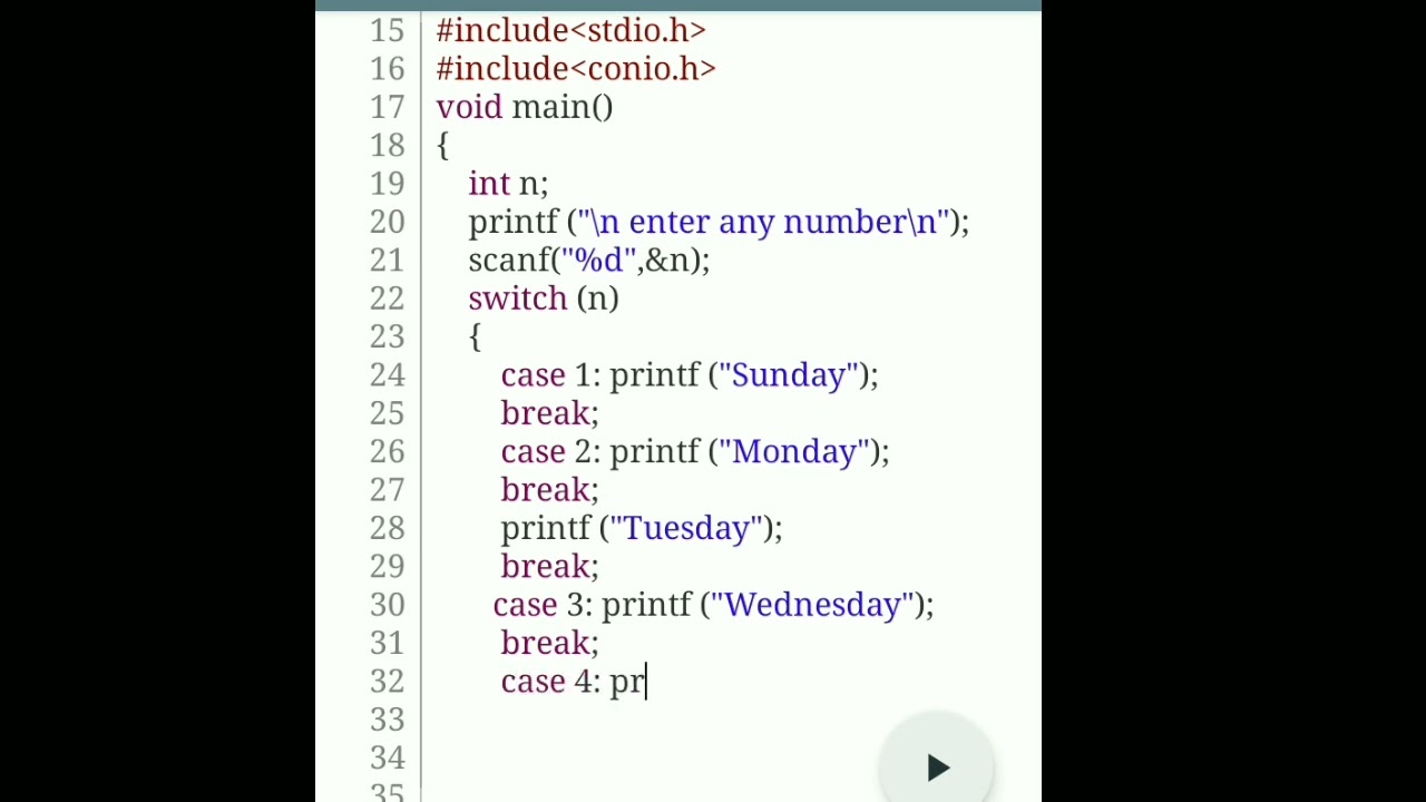 06 Switch Case Program Using C Programming Youtube 0779