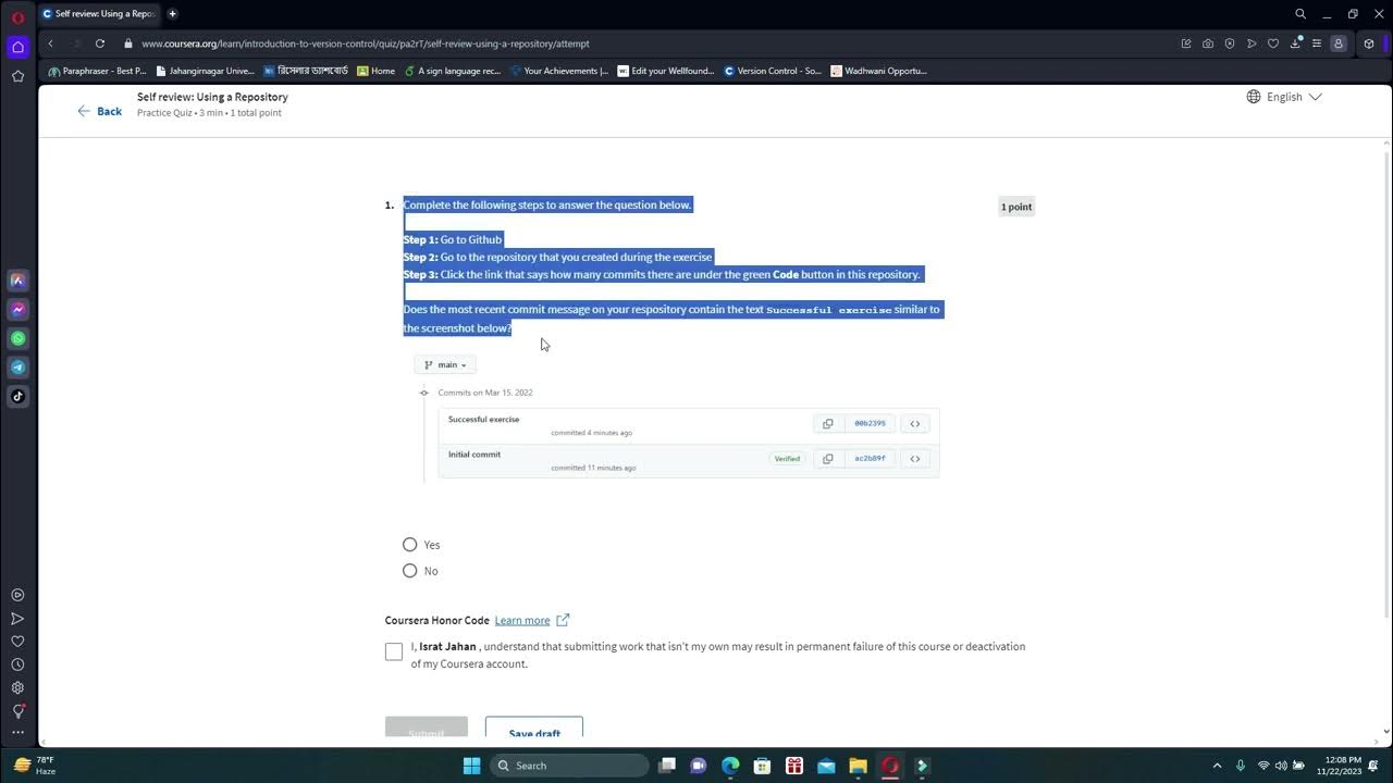 Self Review Using A Repository Coursera Version Control Meta Youtube