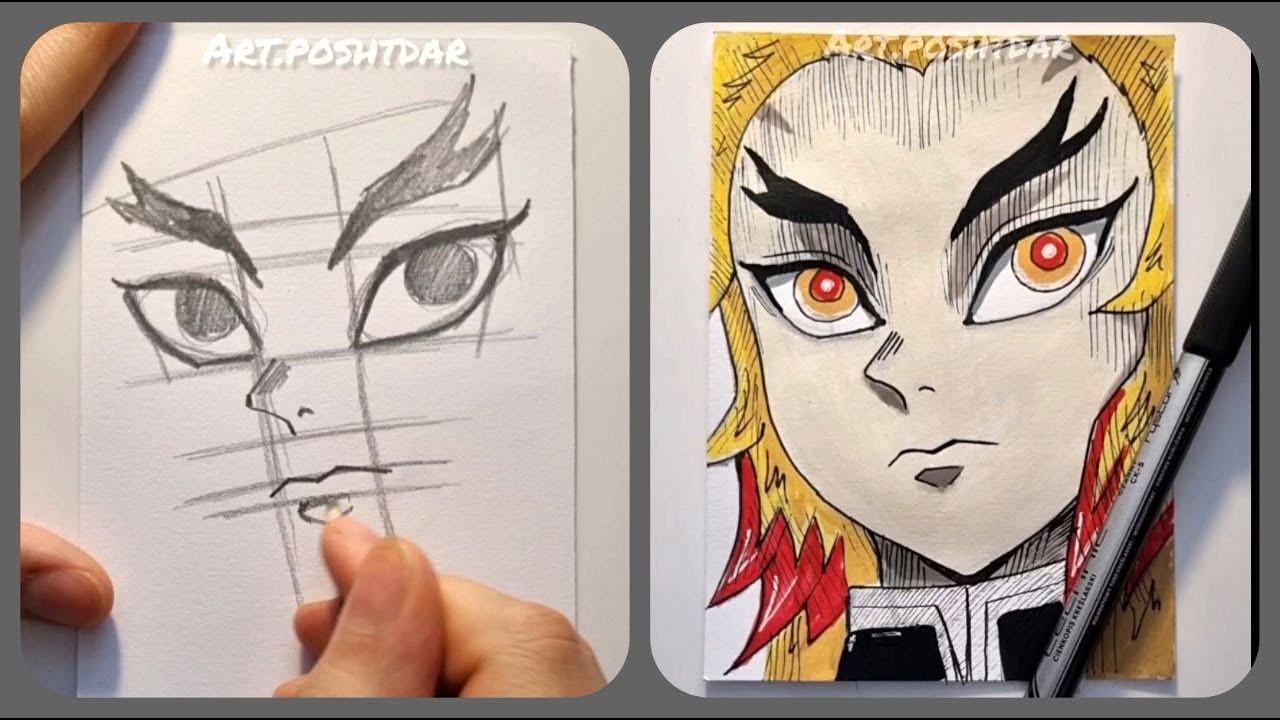 How to Draw Rengoku from Demon slayer | Step by Step Easy | Beginners ...
