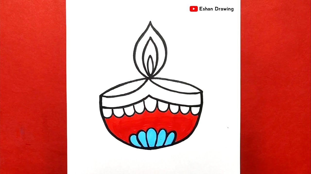 Diwali drawing easy | Diwali Diya drawing | how to draw easy diye for ...