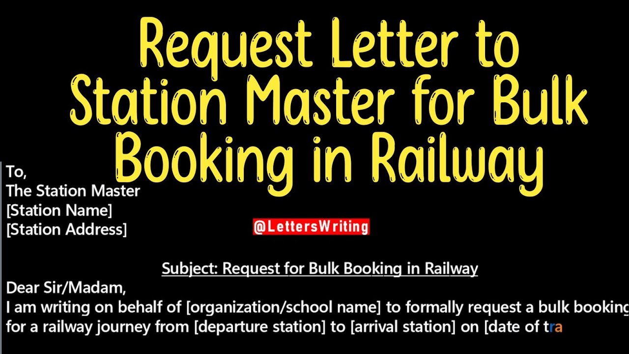 Letter to Station Master for Bulk Booking in Railway | Letters Writing ...