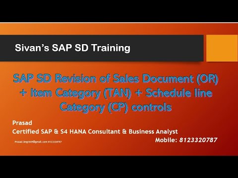SD Revision of OR Sales Doc| Item Category TAN | Schedule Line Cat CP ...