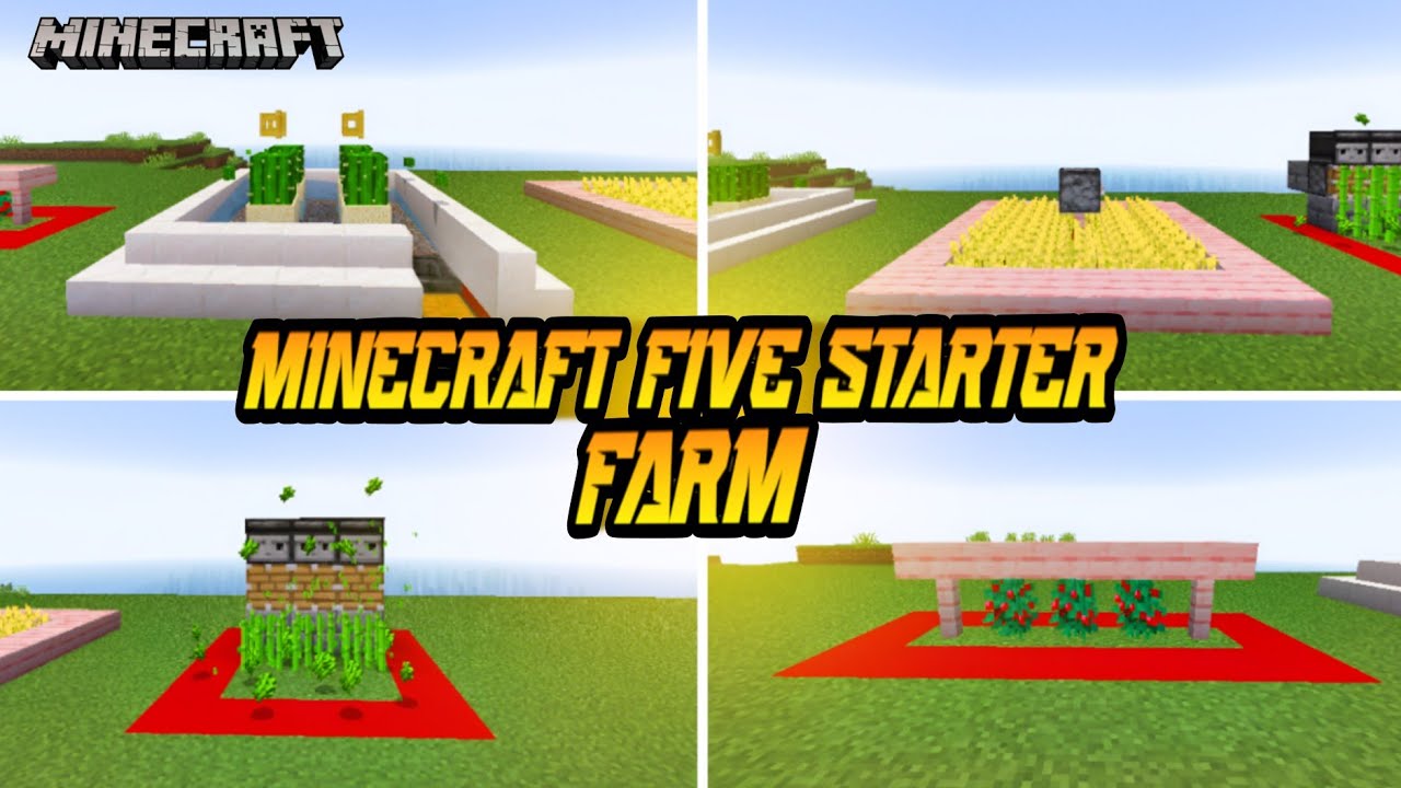 Minecraft: 5 Starter Farms 1.21 Bedrock | Easy Beginner Tutorial # ...