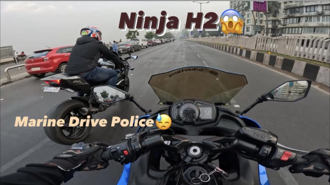 NINJA H2🚀at Marine Drive😲 | NINJA 650 |Police ne pakad liya 😱😱 ...