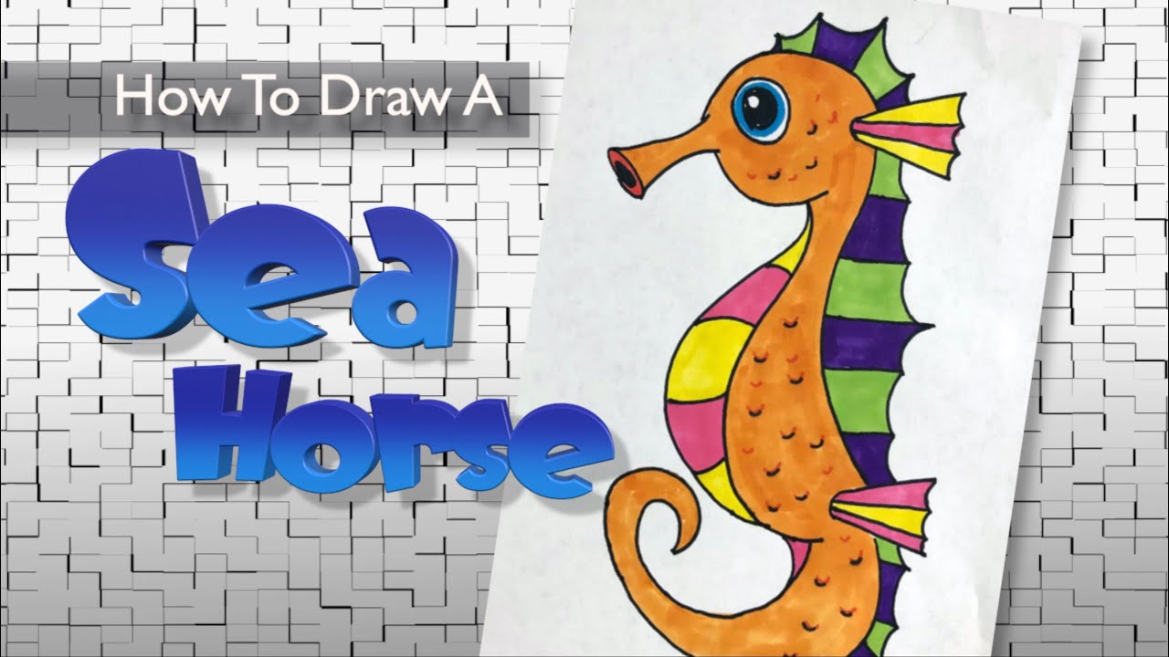 How to Draw a Seahorse 🐋 Fish🏝 Summer🧜‍♀️Ocean 🐙Beach 🐚Easy🧜‍♂️Step by ...