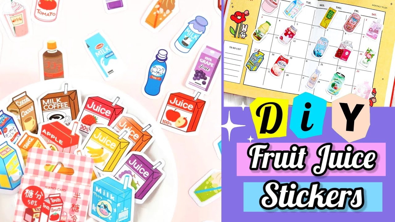How to make Journal Planner Fruit Juice Adhesive stickers _ DIY ...