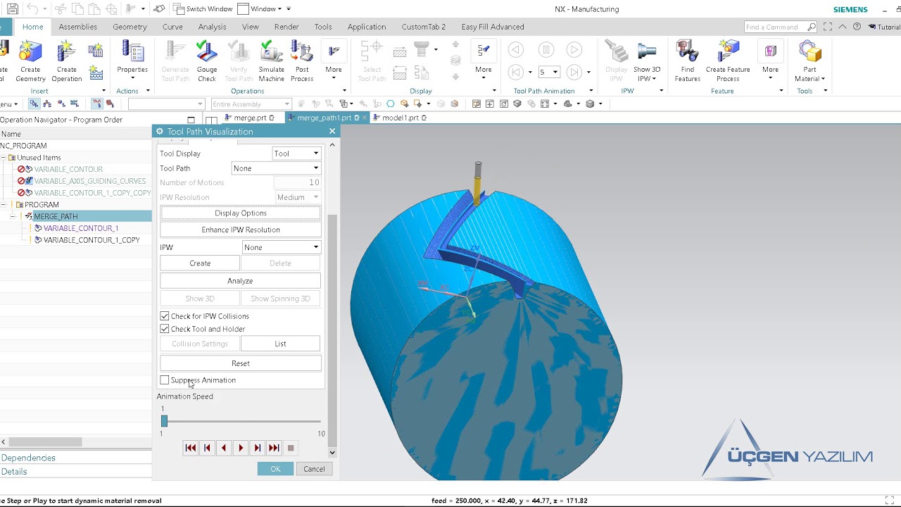 NX CAM Merge Toolpaths ile farklı operasyonlar arası boştaki hareketler ...