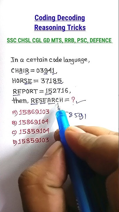 Coding Decoding Coding Decoding Reasoning Tricks Reasoning For Ssc Gd Chsl Mts Wbpsc Shorts