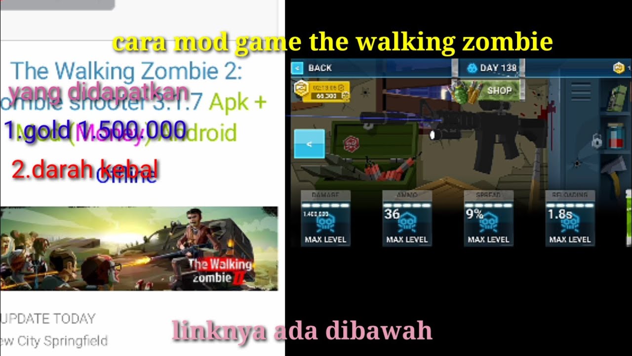 CARA MOD GAME THE WALKING ZOMBIE : dead city - YouTube