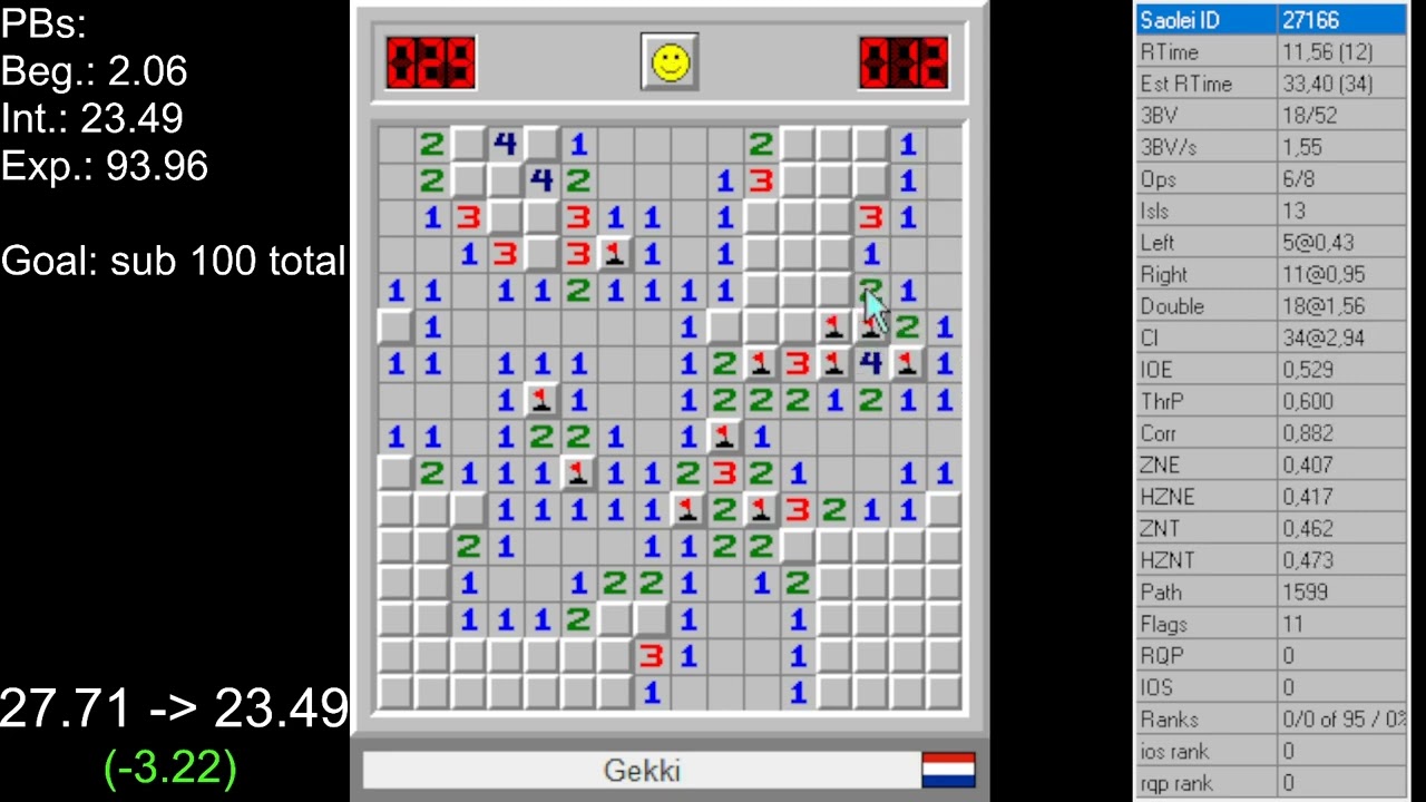 [INSANE PB] Minesweeper Intermediate in 23,49!! - YouTube