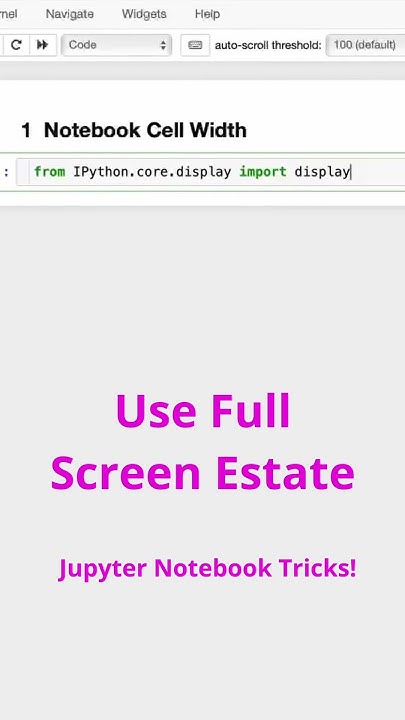 Change Jupyter Notebook Cell Width - Jupyter Tips & Tricks #jupyternotebook - YouTube