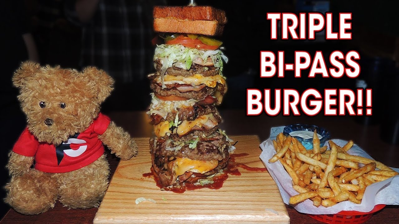 Sidelines' "Triple Bi-Pass" Burger Challenge w/ Eggs & Grilled Cheese ...