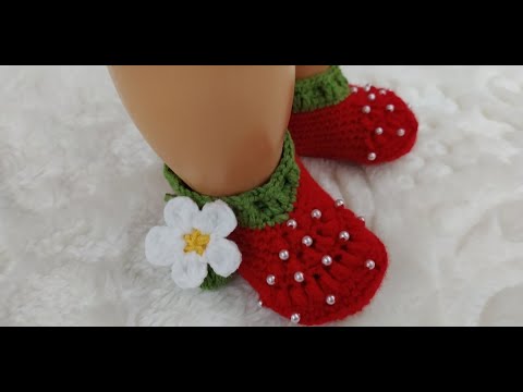 🍓TIĞ İŞİ ÇİLEKLİ BEBEK PATİĞİ #çileklipatik #bebekpatiği #babyshoes #shishuonkejoote