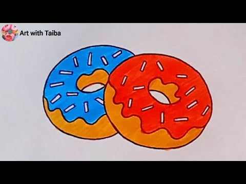 How To Draw Two Delicious And Colourful Donuts🍩 | Easy Food Drawing ...