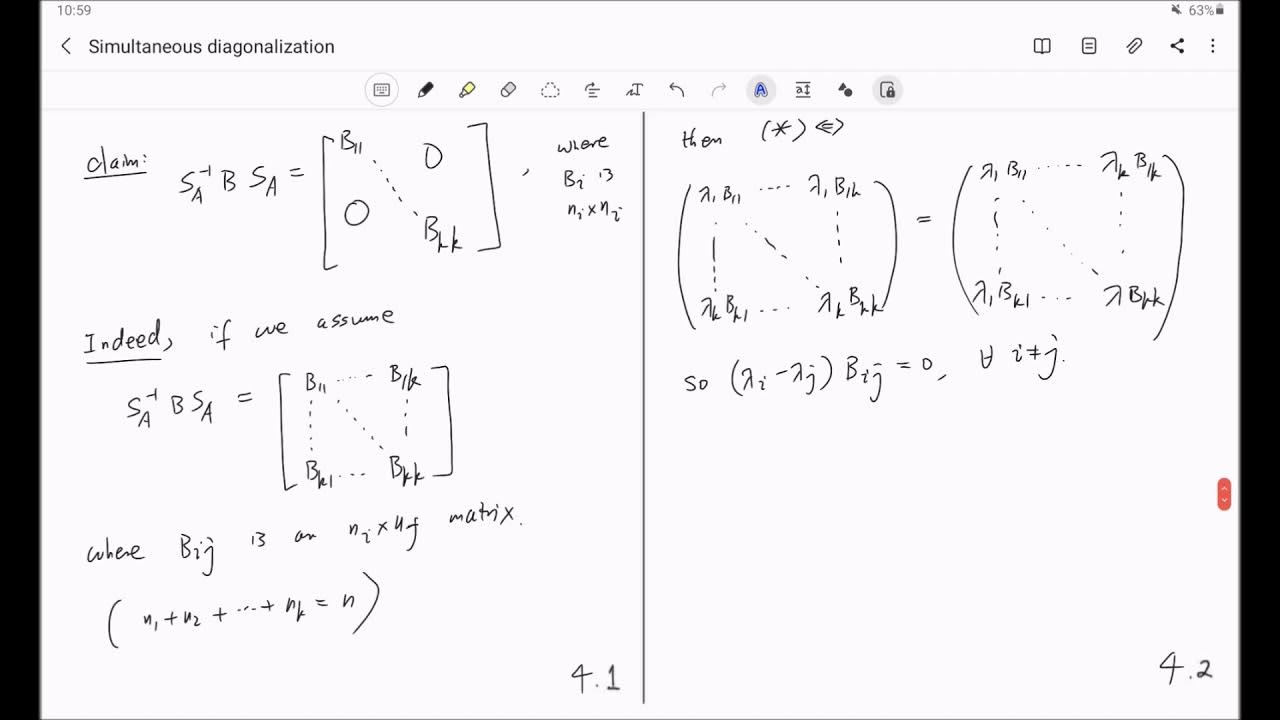 Simultaneous Diagonalization 03 The Proof Youtube