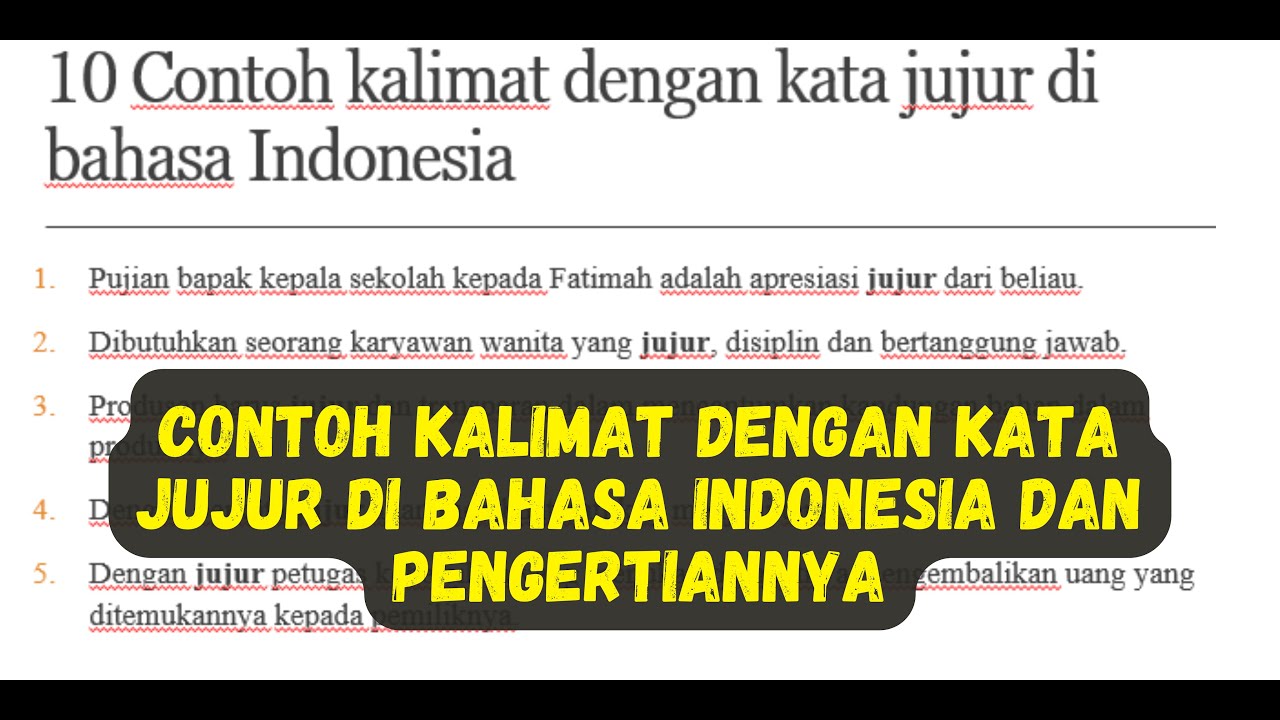 10 Contoh Kalimat Jujur di Bahasa Indonesia dan Pengertiannya - YouTube