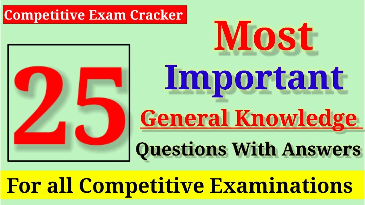 25 Most Important General Knowledge MCQs in English | General Knowledge ...